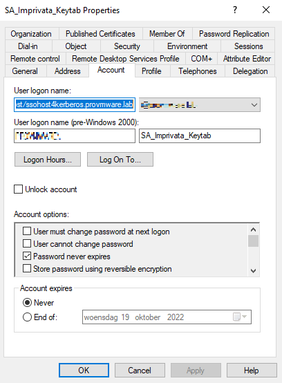 Creating manual keytab file Imprivata and VMware Workspace One Access.