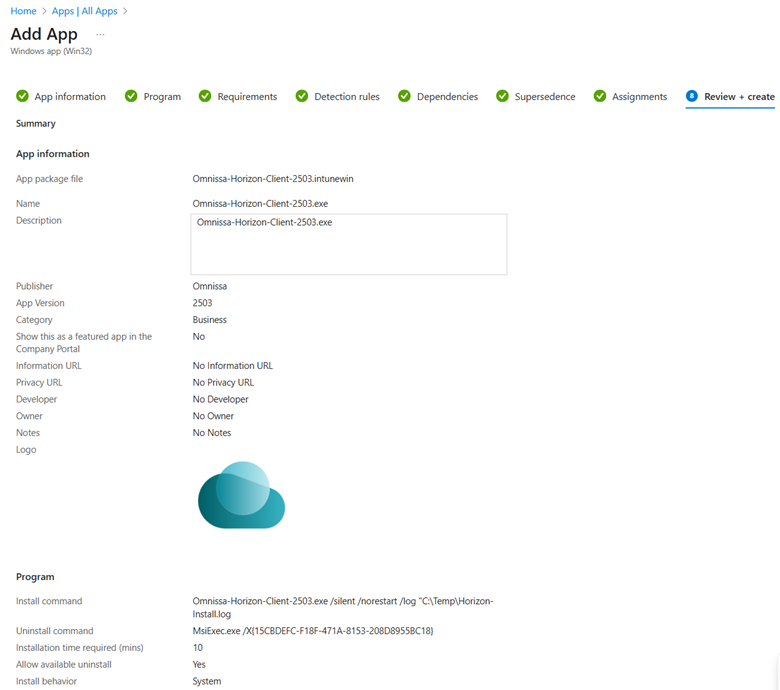 Deploy Horizon Client with Intune